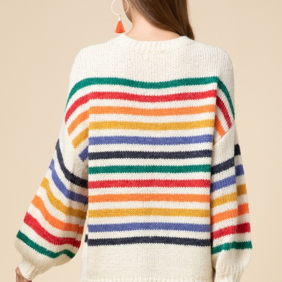 entro | Sweaters | Left Size Large Multicolored Striped Sweater | Poshmark